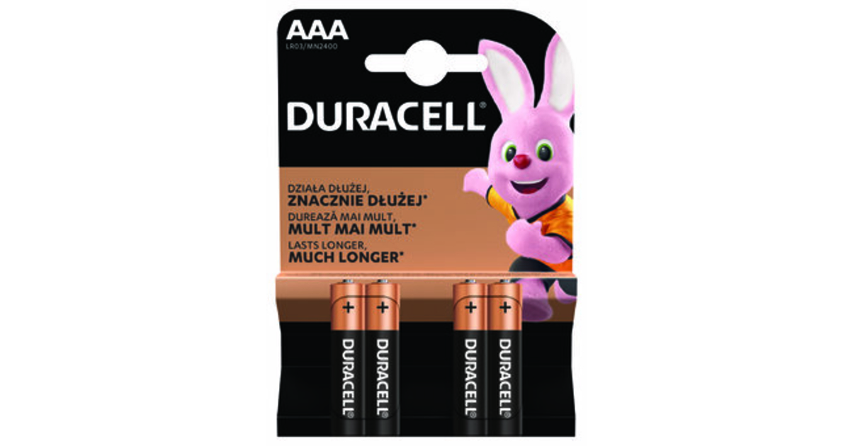 4 piles Duracell LR03 / AAA alcalines 1.5V NON RECHARGEABLES - Piles - Batteries/Piles Duracell ...